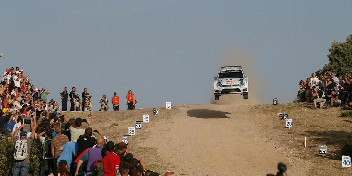 Flying over Micky's Jump at Rally Italia Sardegna