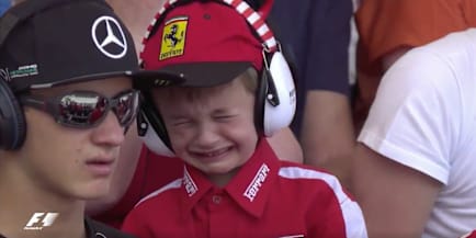 Ferrari help crying Raikkonen fan at Spanish Grand Prix