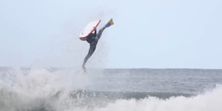 Alexandra Rinder y Hugo Pinheiro en tow out bodyboard