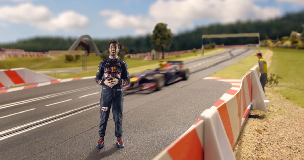 Daniel Ricciardo laps the Red Bull Ring in a slot car