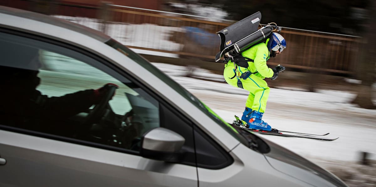 Filip Flisar’s jetpack video, Red Bull Skiing