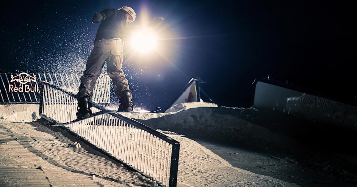 Jesse Augustinus: Snowboard night rail session +Video+