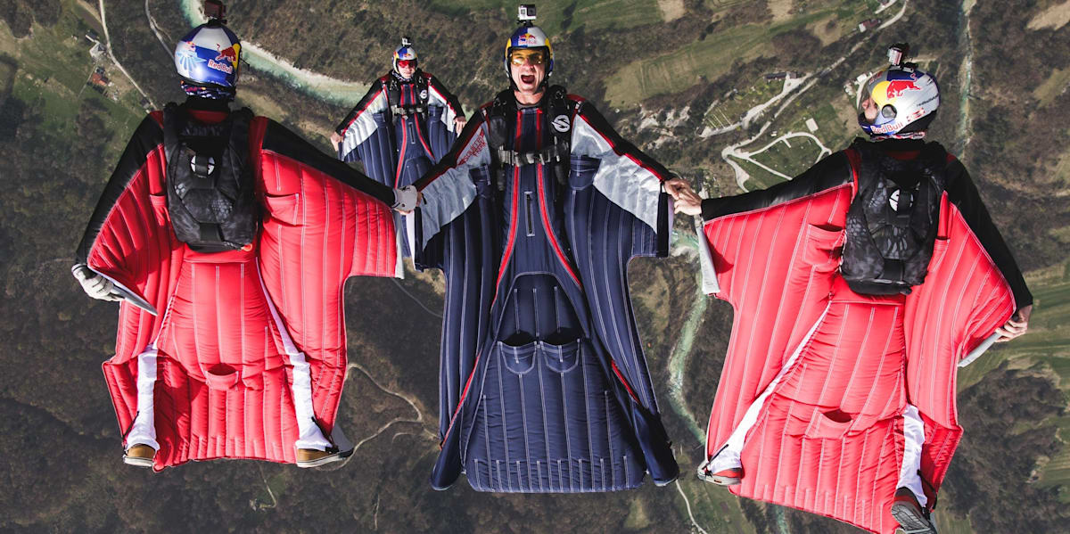 Red Bull Skydive Team Test New Wingsuit in Aerial Video