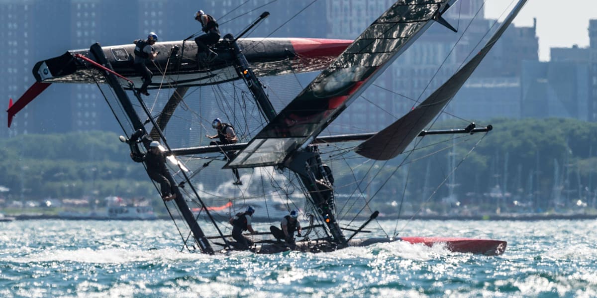 Watch extreme sports stars try an America's Cup yacht