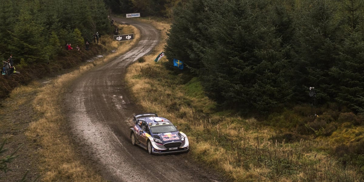 WRC: Night stage drone shots at Wales Rally GB 2017