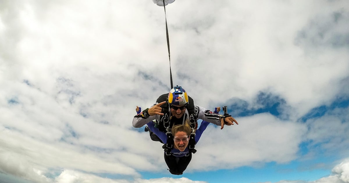 Brooke Thabit skydives with the Red Bull Air Force