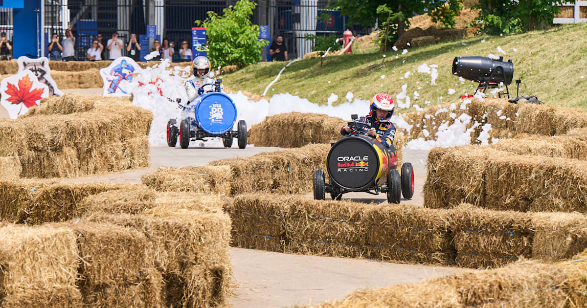 F1 drivers race soapboxes
