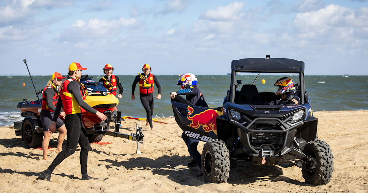 Formula One drivers race as Australian surf lifesavers