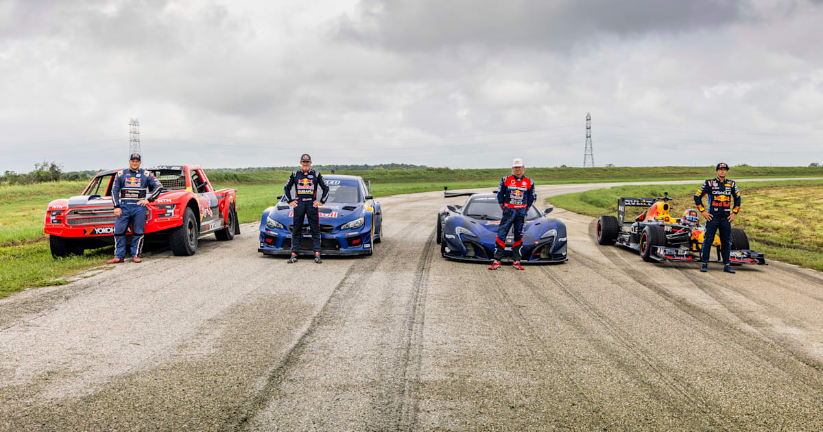 F1, drift, rallycross & Pro4 vehicles race on custom track
