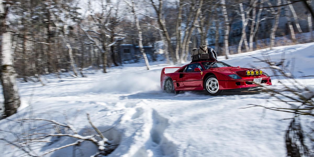 Ferrari F40 on Ski Slopes Video