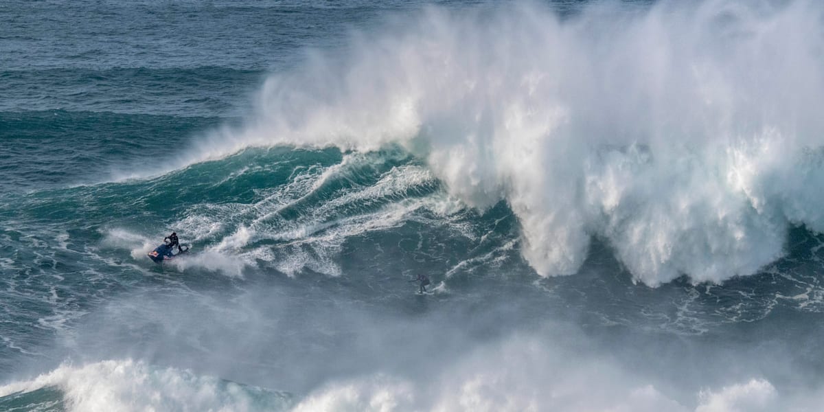 Brasileiro Lucas Fink encara Nazaré de skimboard
