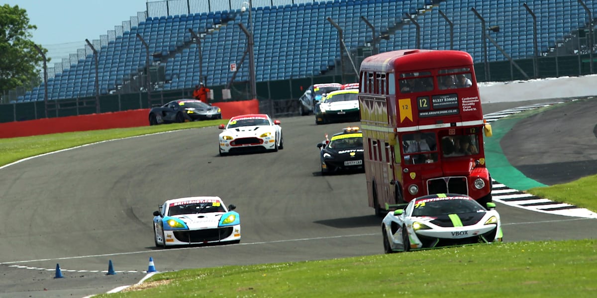 Circuit safari with Routemaster bus at Silverstone