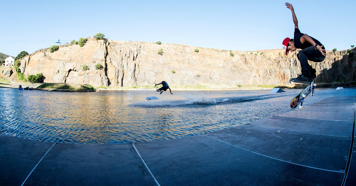 A game of SKATE between a skater and wakeskater video