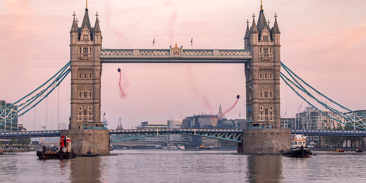 World first: flying through London's Tower Bridge