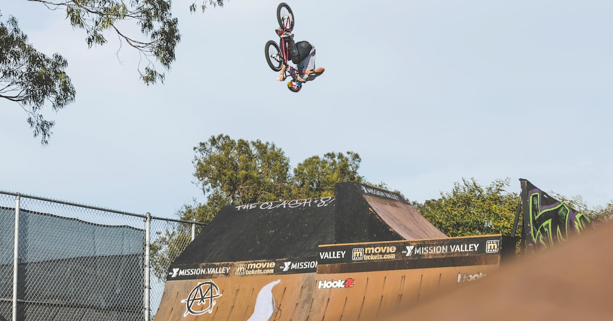 BMX rider Daniel Sandoval performs new BMX tricks