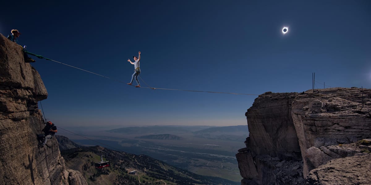 Solar eclipse photos: Cliff diving, highlining Red Bull