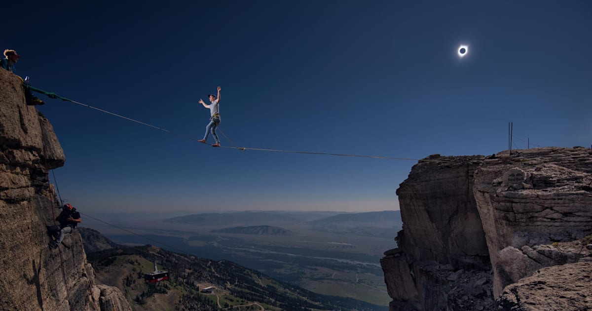 Solar eclipse photos: Cliff diving, highlining Red Bull