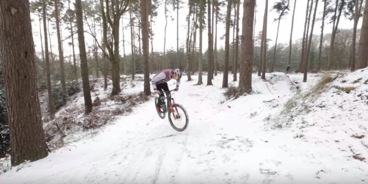 Mountain biking in the snow: Matt Jones at Woburn
