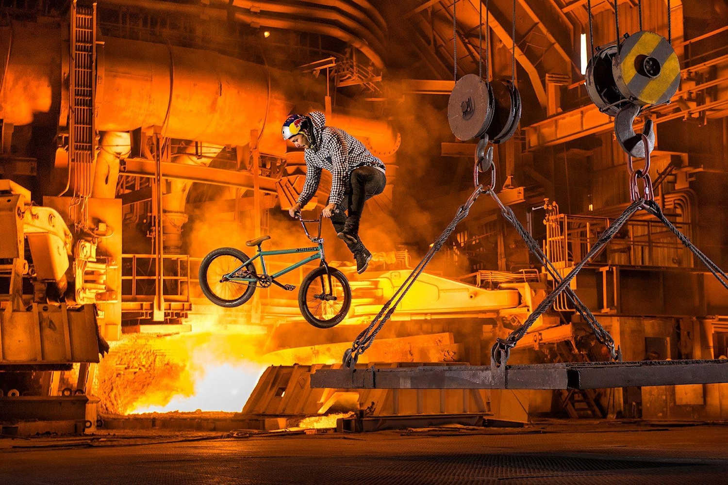 Stainless Vasya Lukyanenko riding in a steelworks