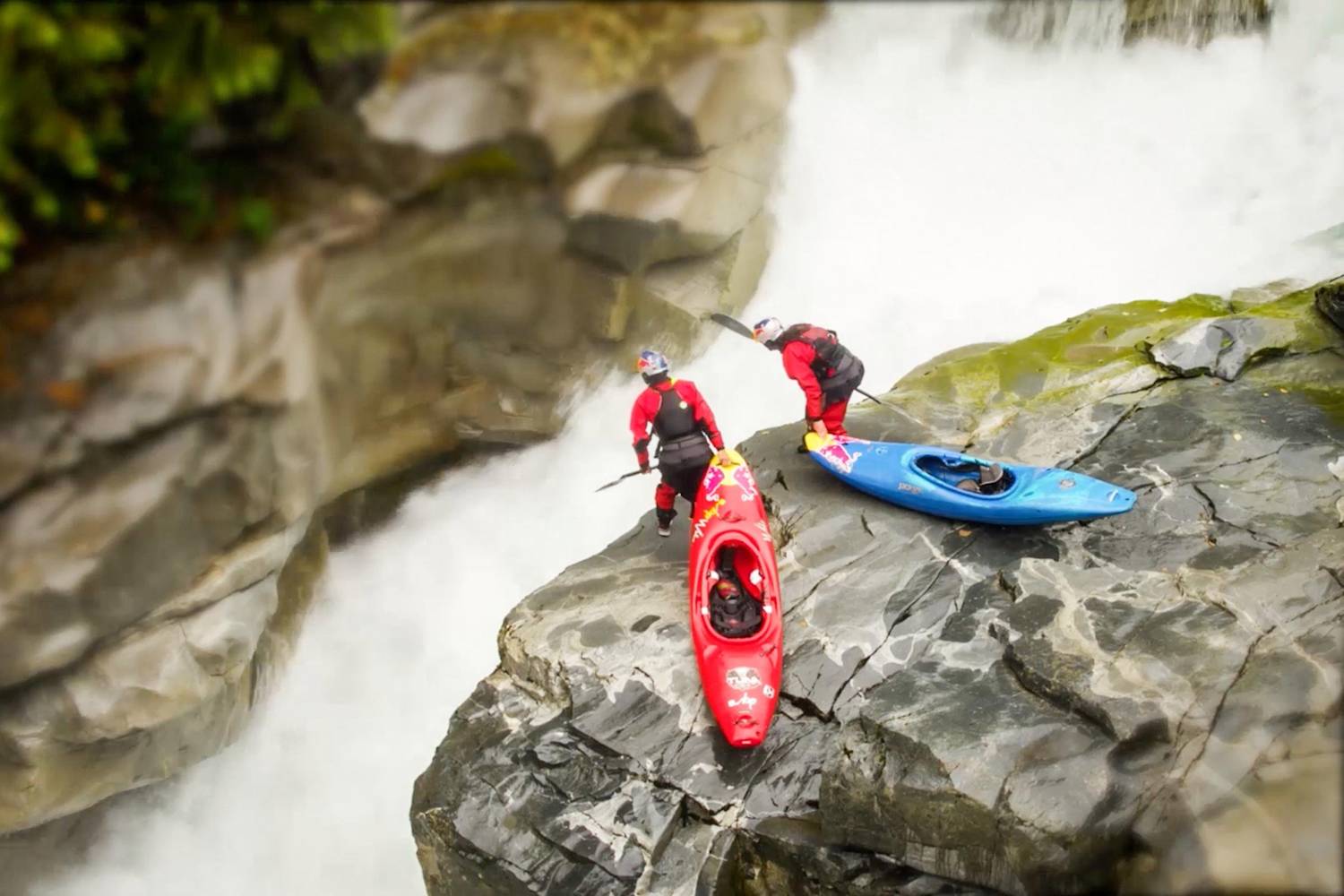 Tiny Kayakers: Tilt-shift kayaking drone filmed +video+