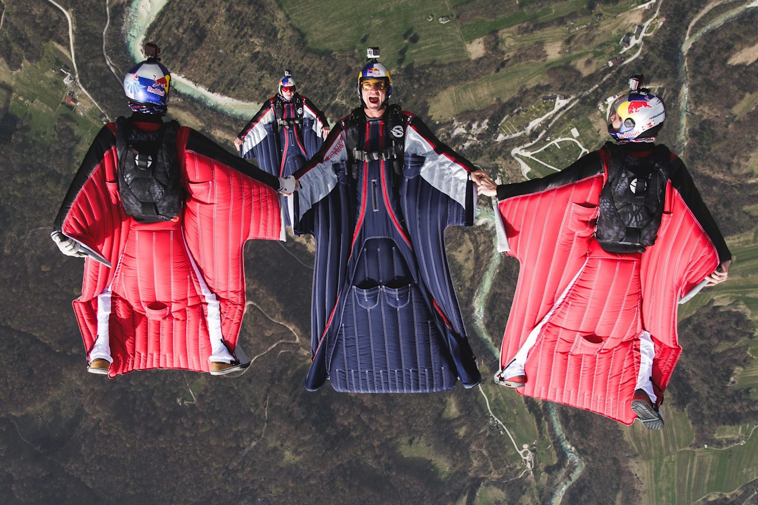 Red Bull Skydive Team test new wingsuit video