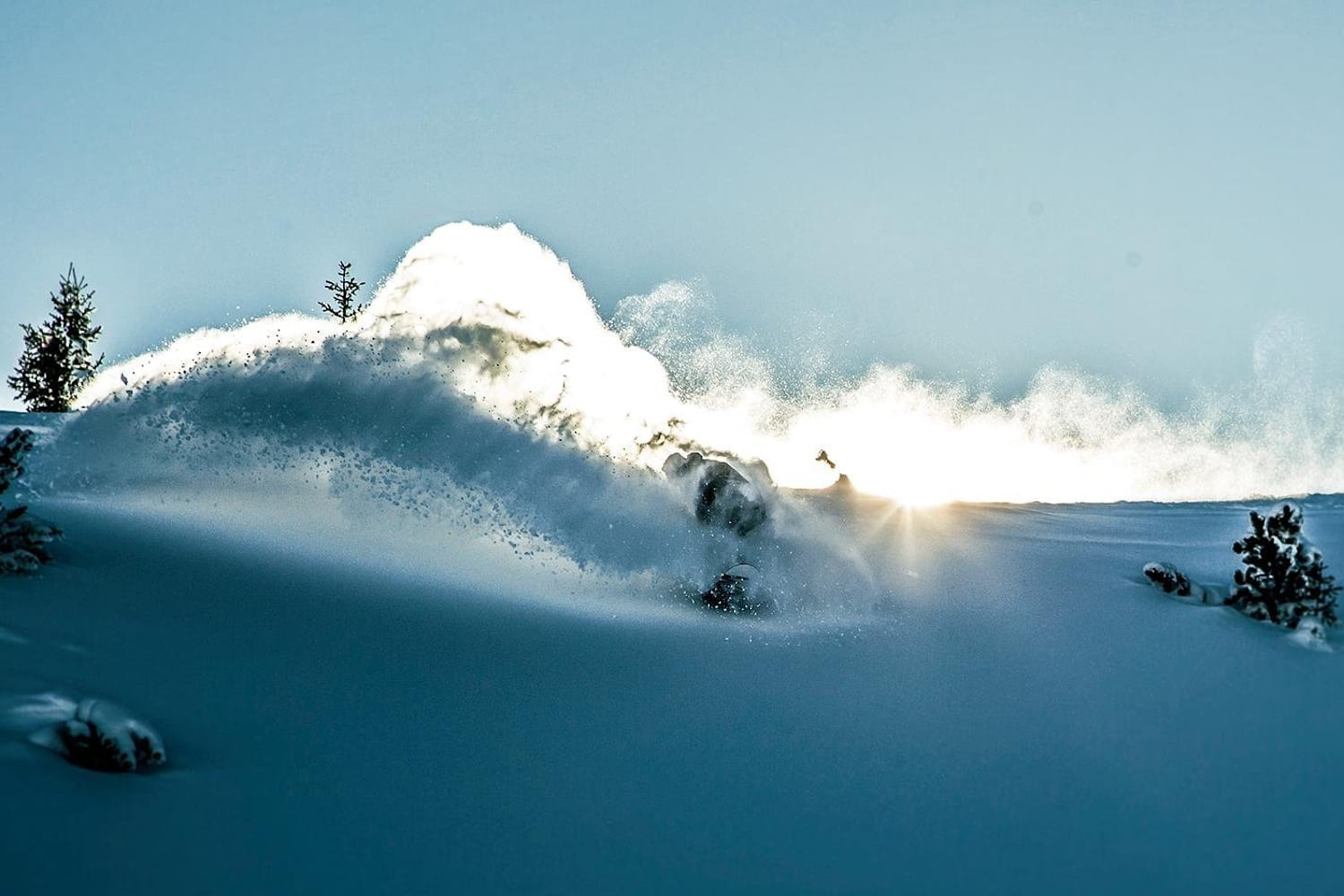Marko Grilc and Werni Stock riding powder in Zillertal