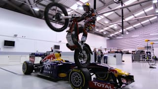 Dougie Lampkin drops in on the Red Bull Racing factory