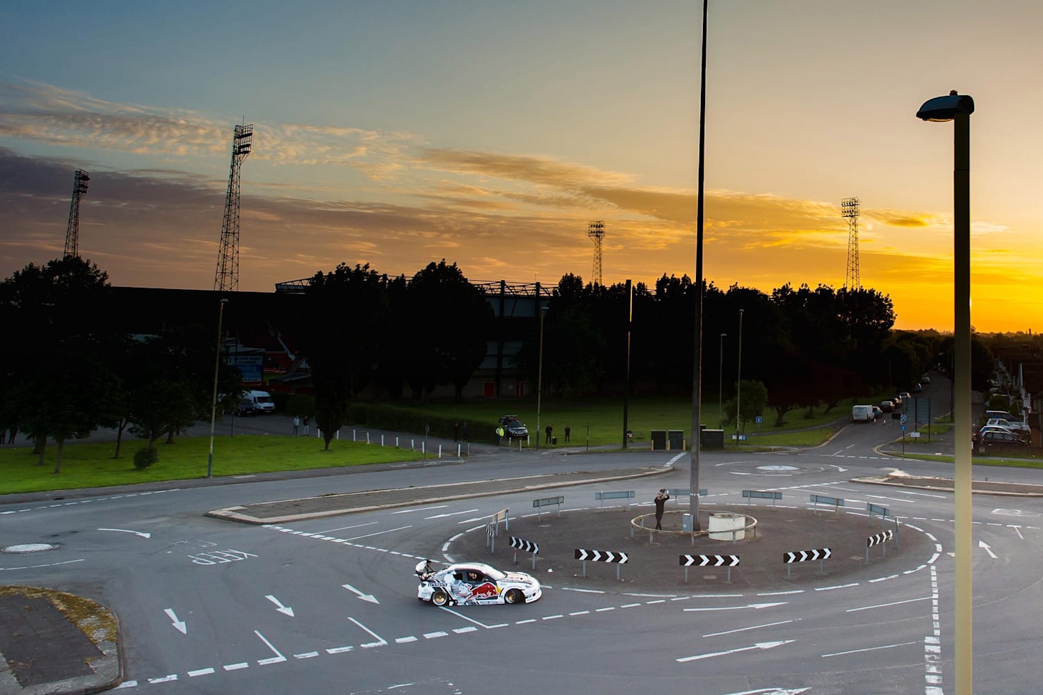 Mad Mike Whiddett drifts Swindon's Magic Roundabout
