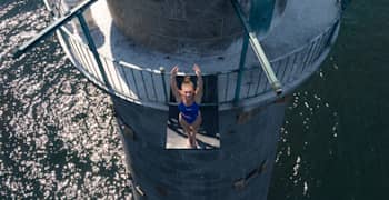 Ellie Smart: Minot's Lighthouse cliff dive – video