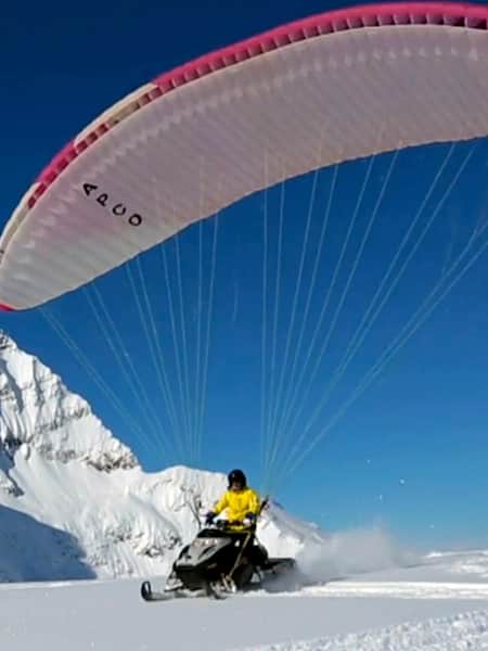 Flying snowmobile soars higher than imagined