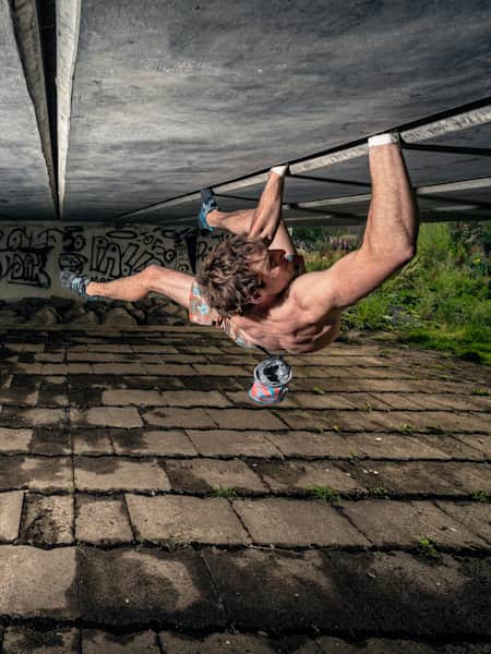 Urban climbing: Robbie Phillips climbing in Edinburgh