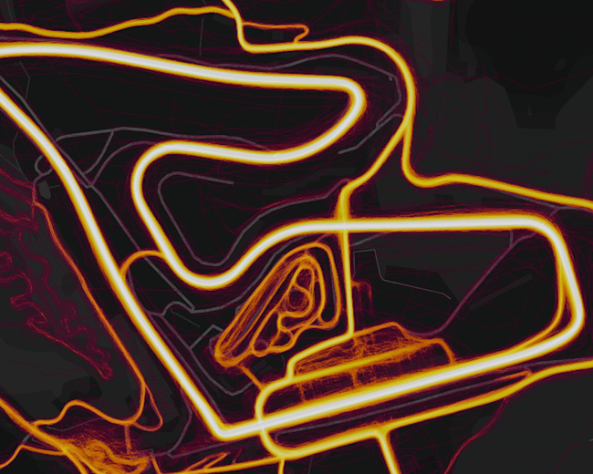 Strava Global Heatmap motorsports circuit mapping