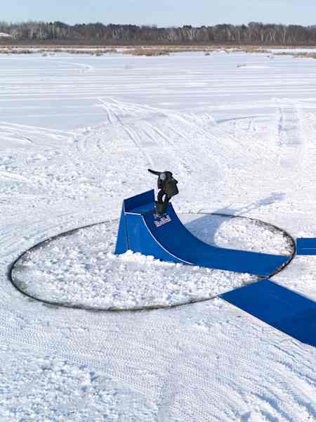 Skating a spinning frozen lake with pro skateboarders