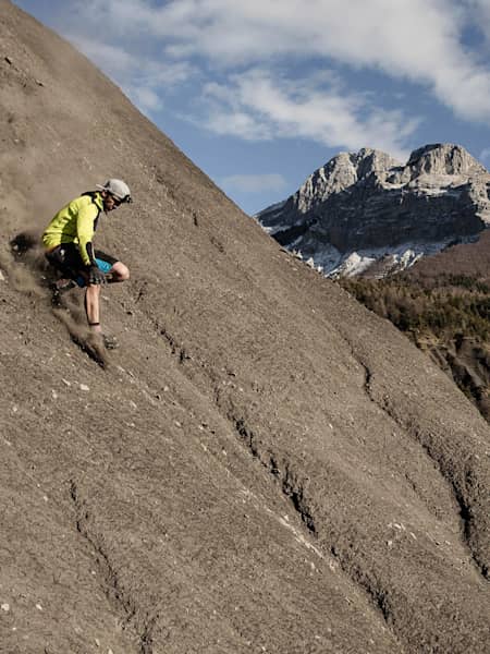Seb Montaz takes on a freeride downhill running session