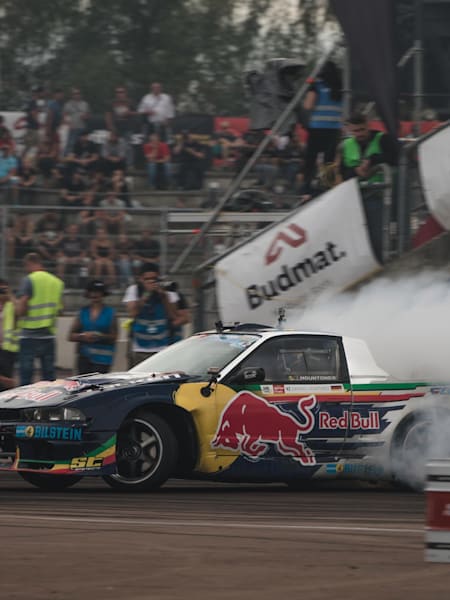 Paweł Korpuliński na podium Drift Masters w Ferropolis