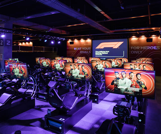 Impressie F1 2020 game tijdens Media Grand Prix Utrecht