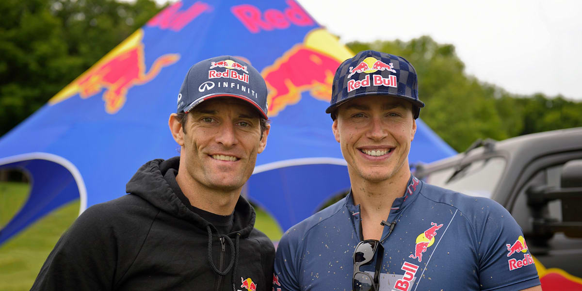 Mark Webber and Erik Guay mountain biking
