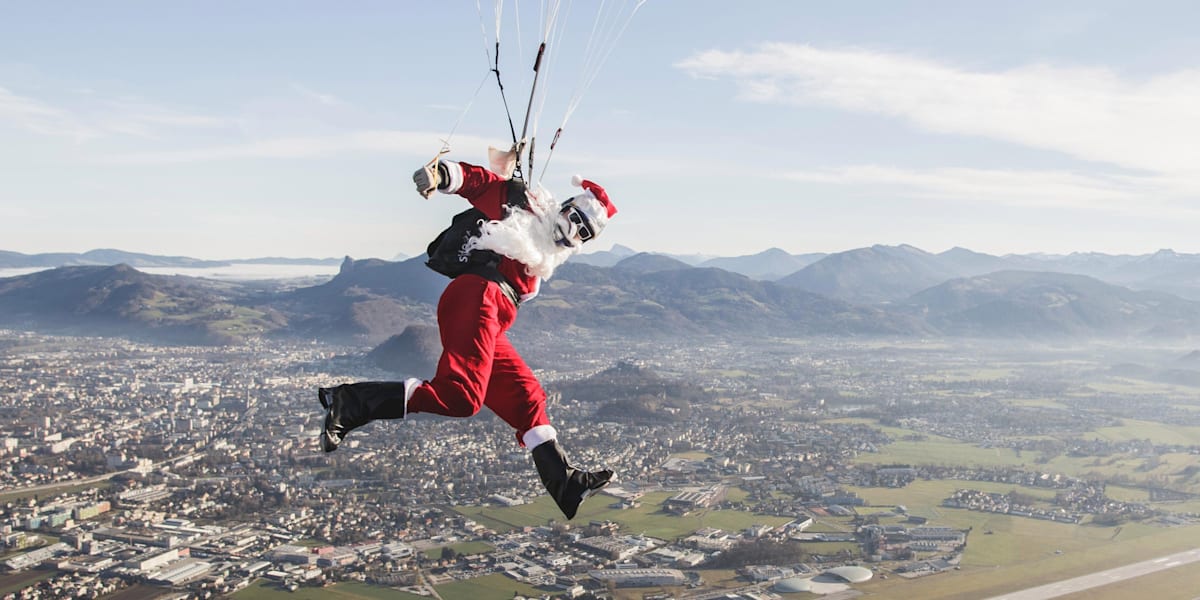 Santa goes skydiving
