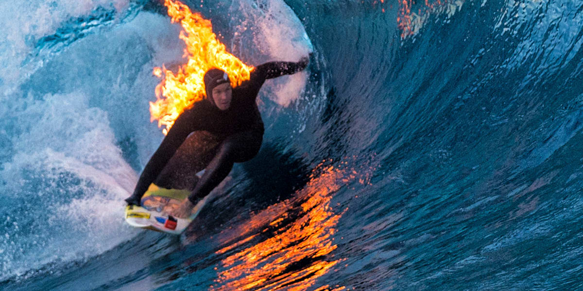 Surfing Teahupo'o on Fire