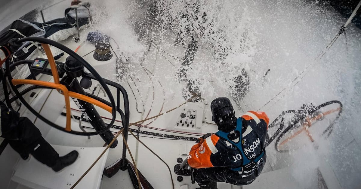 Volvo Ocean Race boats and sailors get hit by waves