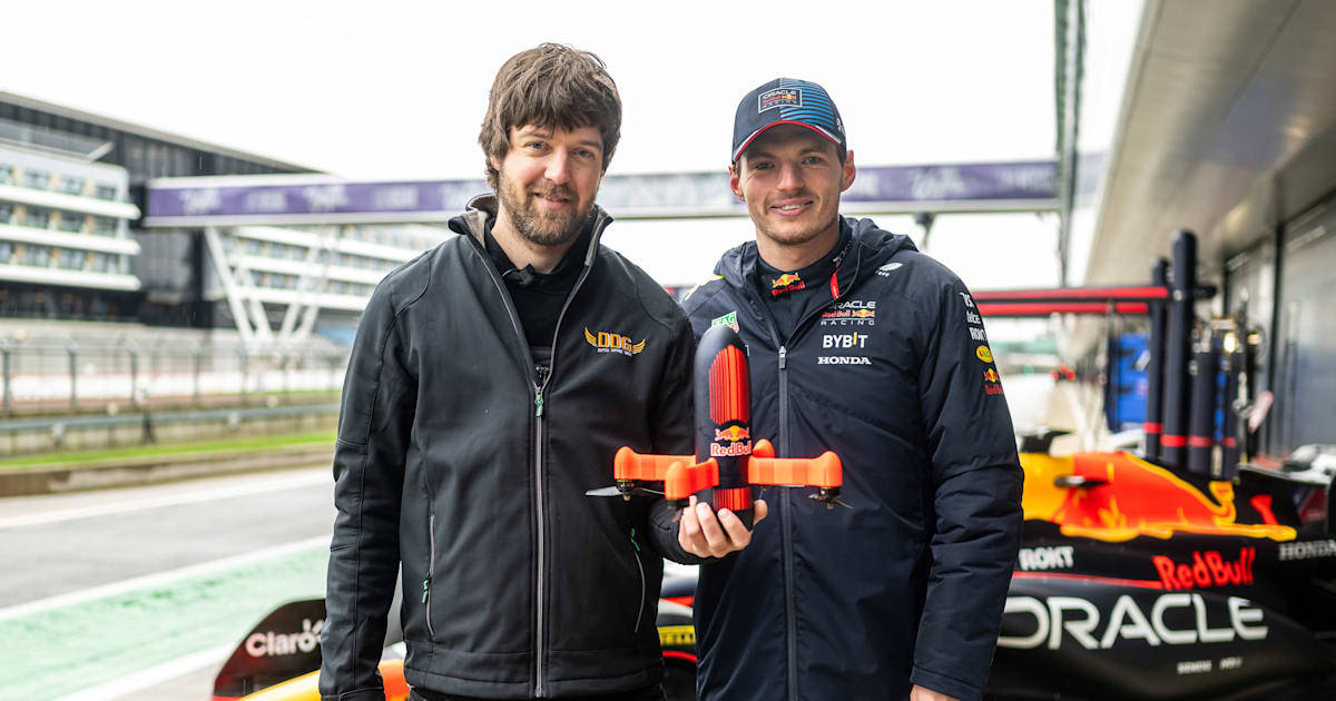 World first how a drone kept up with Max Verstappen