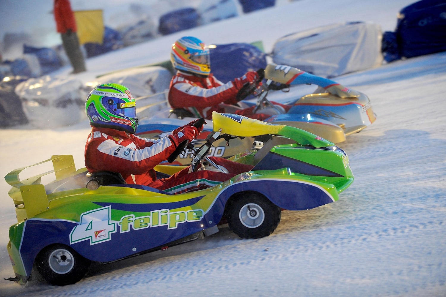 Video: Alonso and Massa collide in ice kart race
