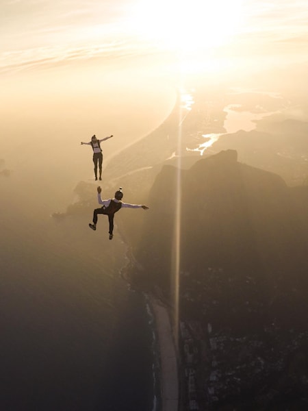 skydiving sunset