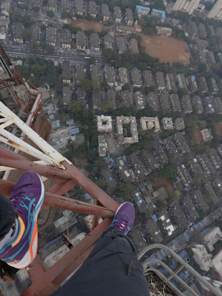 looking down from a building