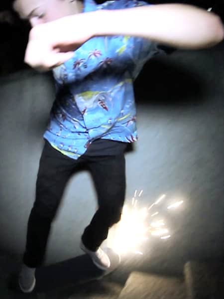 Zander Mitchell's wallride down a set of stairs