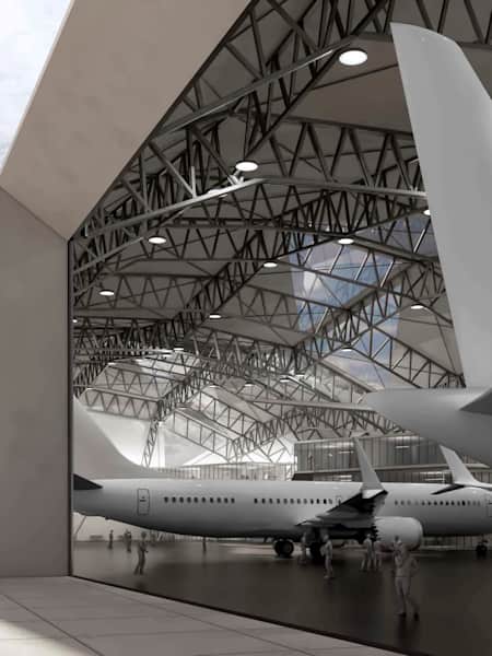 Die Firma Fabspace baut mobile Hangars für Flugzeuge