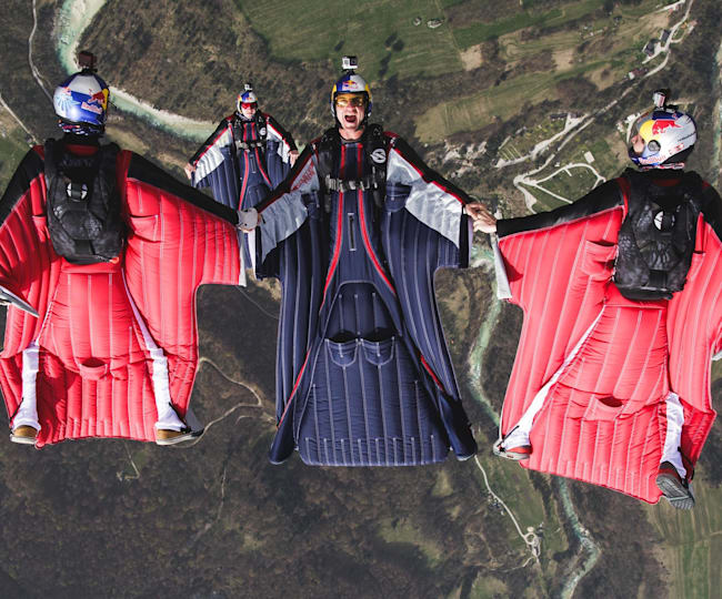 Red Bull Skydive Team test new wingsuit video