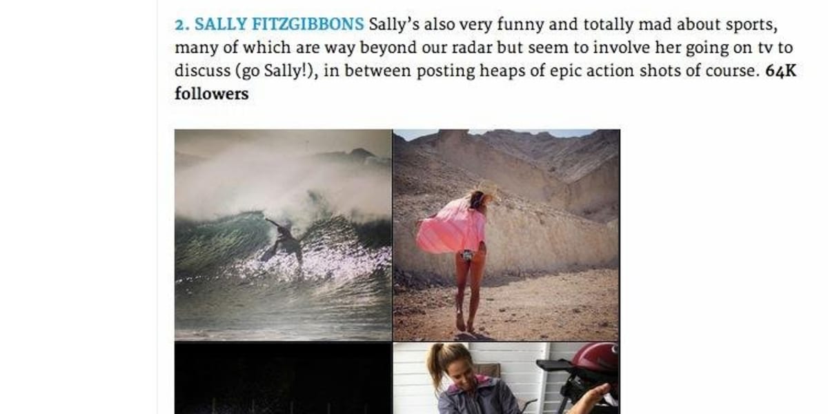 Sally Fitzgibbons Wins Instagram