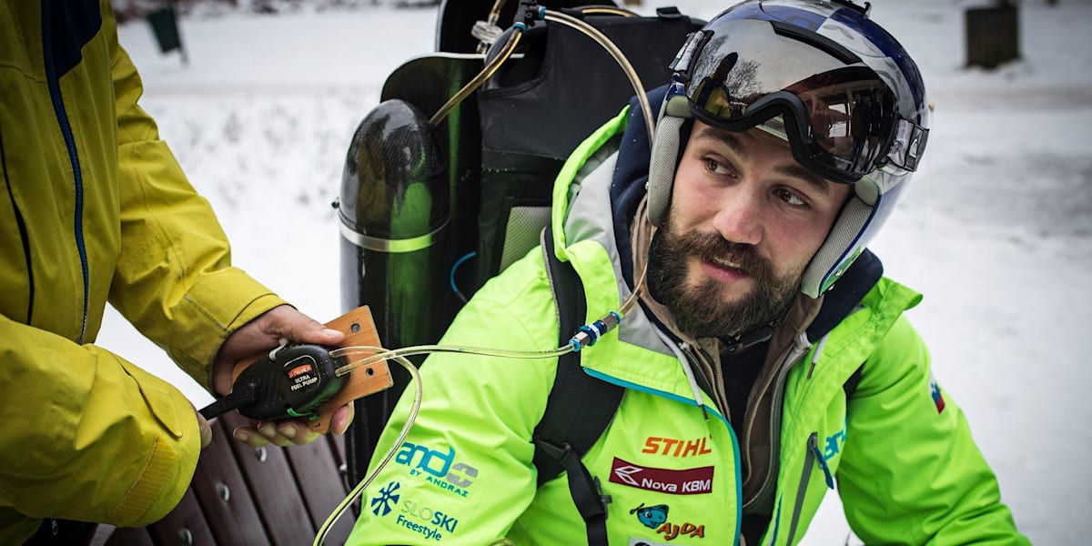 Making of the Filip Flisar ski jetpack stunt ++video++