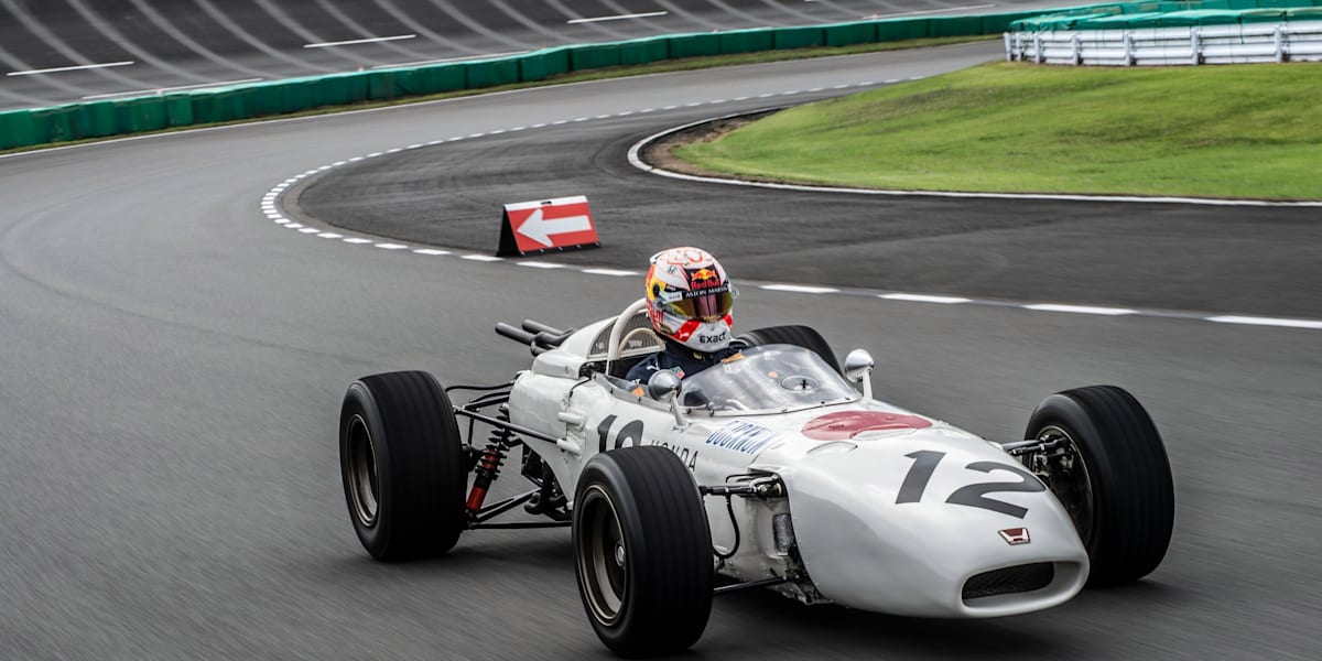 Max Verstappen drives iconic Honda Formula One car